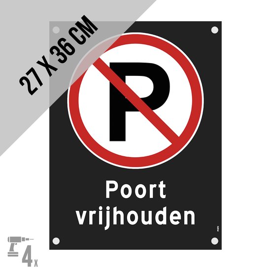 Pictogram/ bord Dibond + boorgaten | "Poort vrijhouden" | 27 x 36 cm ...