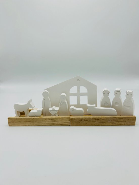 Kerststal minimalistische gips miniatuur. handgemaakt, gips. LENGTE 32 ...