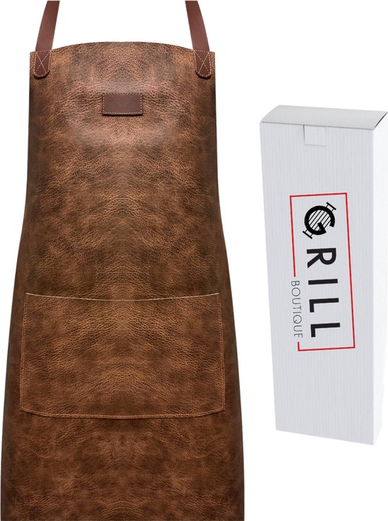 GrillBoutique Leren BBQ Schort - BBQ Schort mannen - BBQ schort leer ...