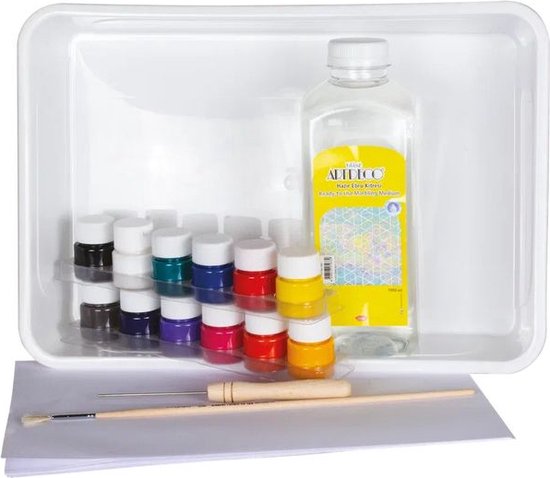 Lisans - Marbling kit - Starter set met A4 tray - 12x 15 ml verf - 18 ...