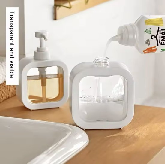 Hervulbare Handzeep Pomp - Modern - 300 ML - Wit Doorzichtig - Luxe ...