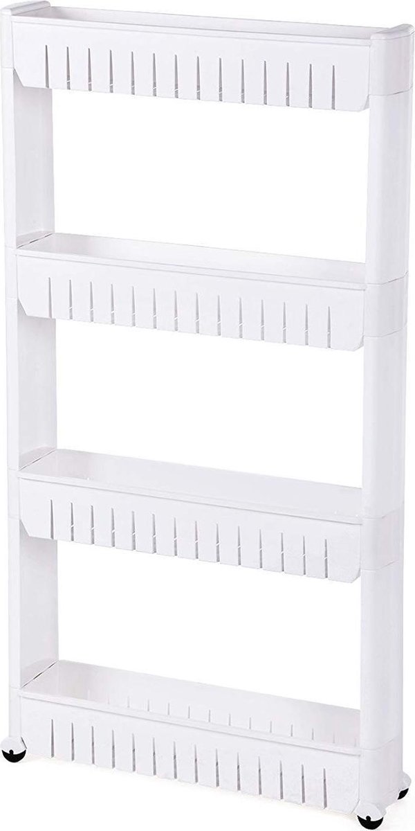Smal Opbergrek voor Keuken of Badkamer met 4 Legplanken en Wieletjes ...