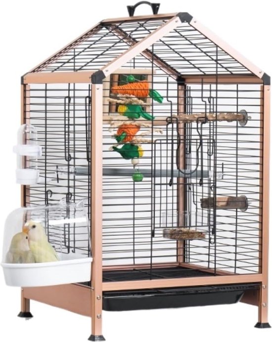 Grote Smeedijzeren Vogelkooi voor Papegaaien en Parkieten met Bodembak ...