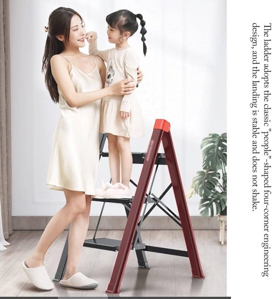 Lichtgewicht 3-traps opvouwbare ladder met antislippedaal en handgreep ...