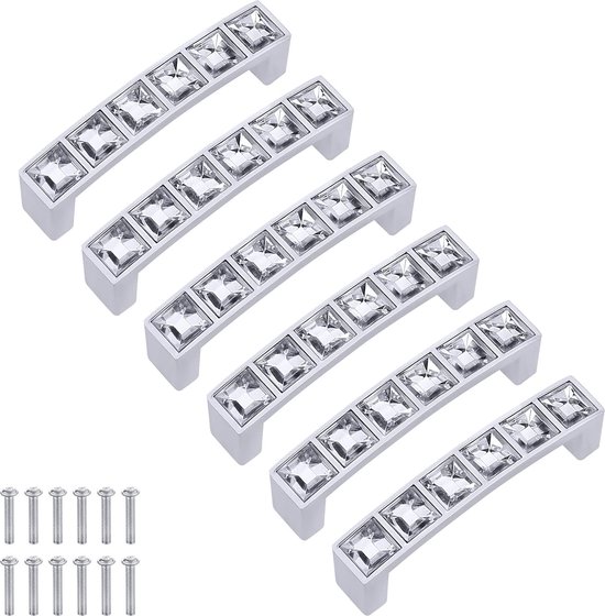 6 STKS Glanzend Kristal Kast Trekt Kabinet Handvatten -Strass Lade Pull ...