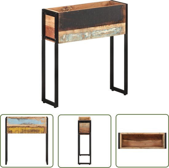 The Living Store Plantenbak 60x20x68 cm massief gerecycled hout - Houten Plantenbak -... | bol