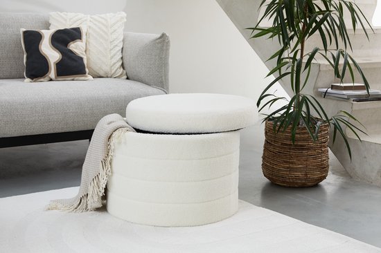 Lifa Living opbergpoef rond Teddy - poef met opbergruimte - H45cmxØ56cm ...