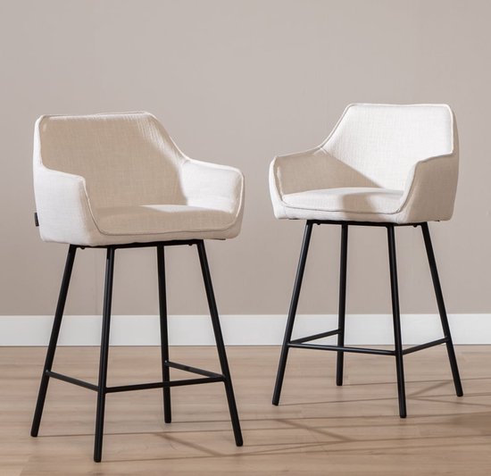 Bronx71® Barkruk Ciara linnen off white 65-78 cm - barstoel | bol