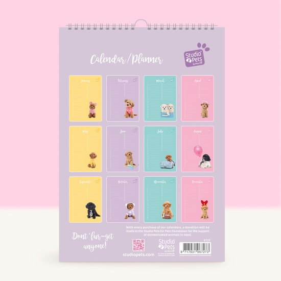 Studio Pets® A4 Toy Poedel Honden Verjaardag Kalender Maandplanner! | bol