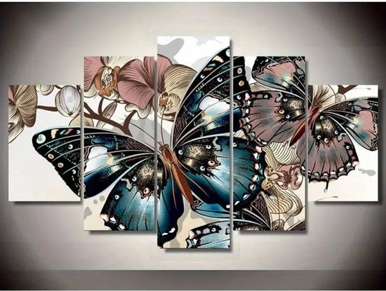 Diamond painting - 5 luik - vlinders - vierkante steentjes - volledig ...