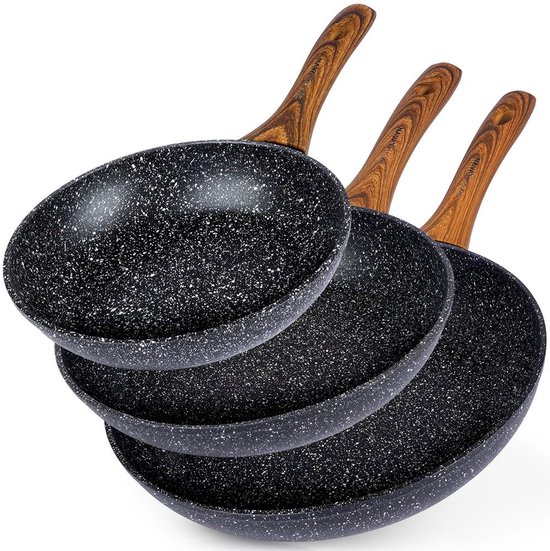 Koekenpan Set Granieten NATURE 20 / 24 / 28 cm 3 stuks - Koekenpannen ...