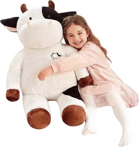 Reusachtige Knuffelkoe XL - Zachte Jumbo Koe Knuffel 78cm - Wit Pluche ...