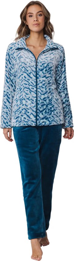 Rebelle Huispak Dames Fleece - Turquoise - Warm Vrouwen pyjama pak - 44 ...