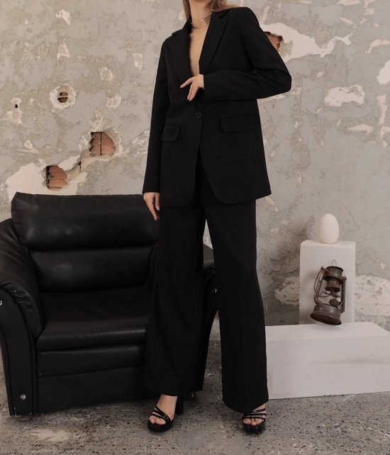 BROEK & PANTALON/ Pantalon met wijde leg model Amber zwart (S) | bol