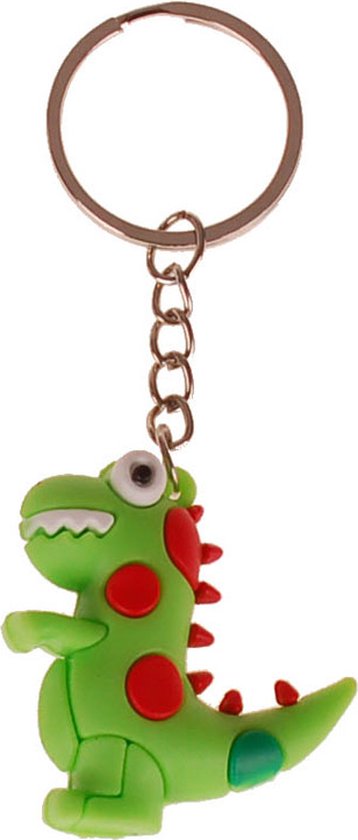 Sleutelhanger - Dinosaurus 3D Cartoon - Lichtgroen/Rood - PVC - 4,5cm | bol