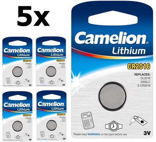 Camelion CR2016 Professional Electronics 3V 90mAh Lithium knoopcel - 5 stuks | bol