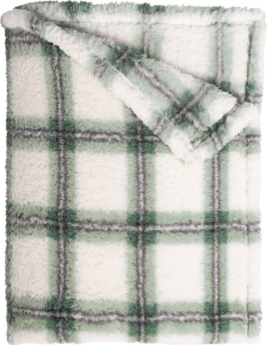 Mistral Home - PLAID - teddy - 130 x 170 cm - ruiten - groen- Duurzaam ...
