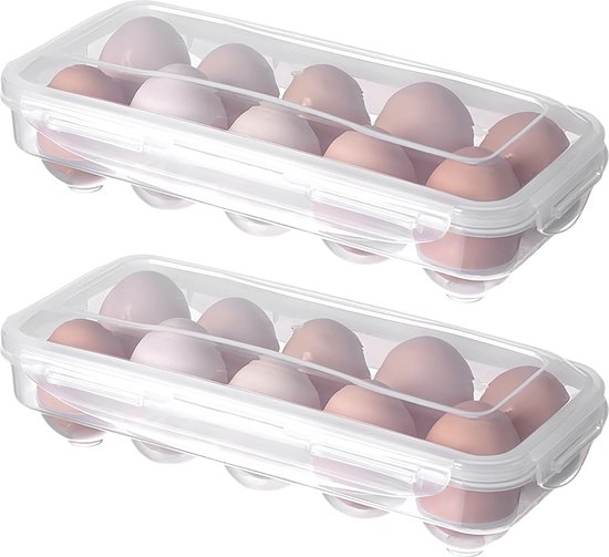 Set van 2 eierdozen, opslag voor 10 eieren, eiercontainer voor koelkast ...