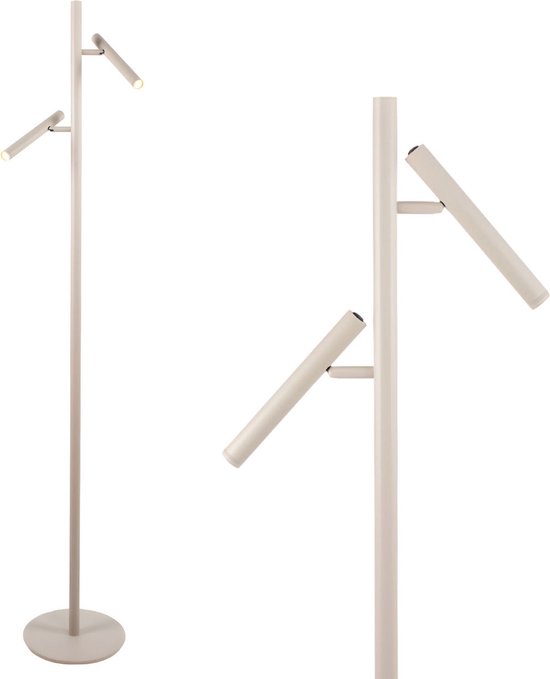 Beige vloerlamp leeslamp | 2 lichts | zand / beige / creme | metaal ...