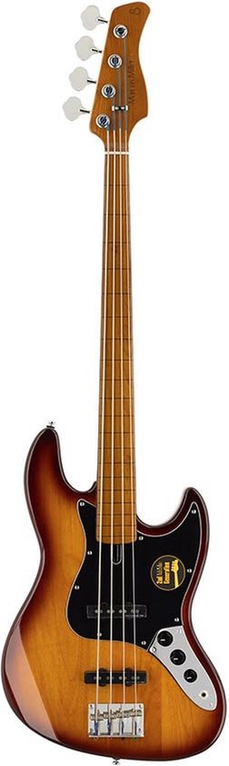 Sire Basses V5 A4F/TS Fretloze elzenhouten 4-snarige passieve basgitaar ...