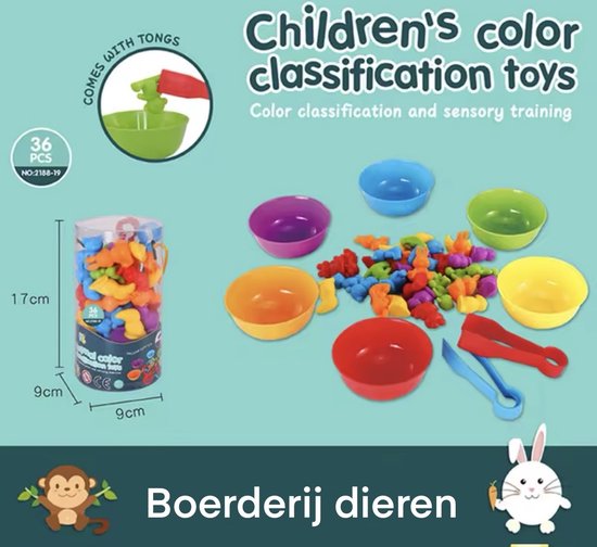 KimDo - Montessori Sorteer Speelgoed - Boerderij Dieren - Sensory ...