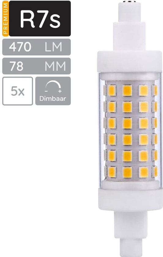 SPL R7s LED Lamp 5W Dimbaar - Neutraal Wit - 470lm - LED T20 Buislamp ...