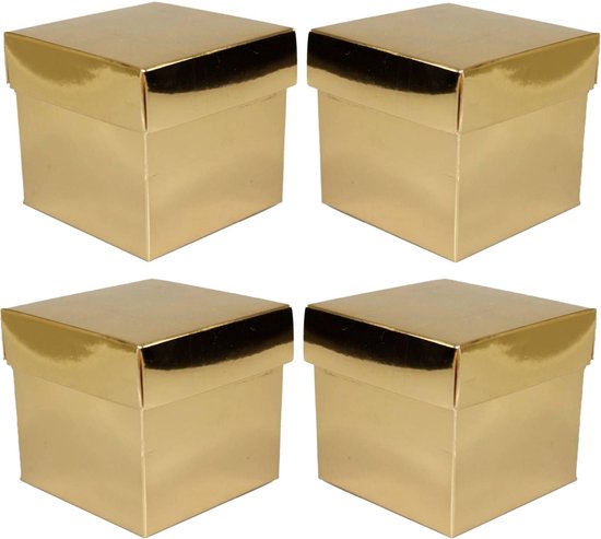 Luxe cadeaudoosje met deksel - 6x - goud metallic - 10 x 10 x 10 cm ...