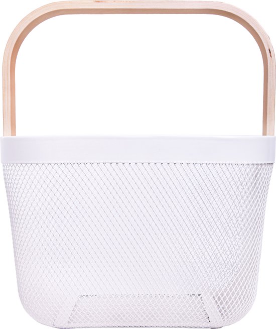 QUVIO Draagbare mand - Draadmand - Mand staaldraad - Witte opbergmand ...