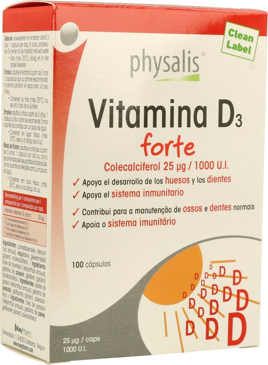 Physalis Vitamine D3 Forte Capsules 100 capsules - 1000 I.U. | bol