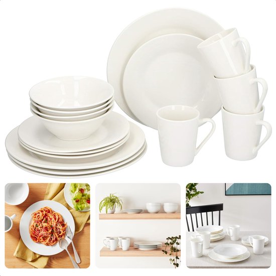 Serviesset 16-delig - Borden Set - Wit Servies Set - Tijdloos Design ...
