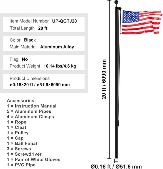 Equivera Vlaggenstok voor aan Huis - Vlaggenmast - Nederlandse Vlag - Koningsdag -... | bol