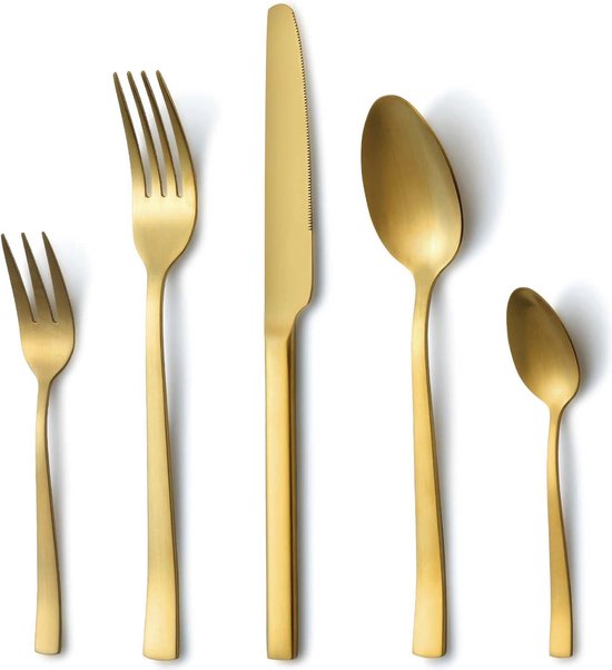 Gouden Bestekset 30-delig voor 6 Personen - Vaatwasmachinebestendig ...