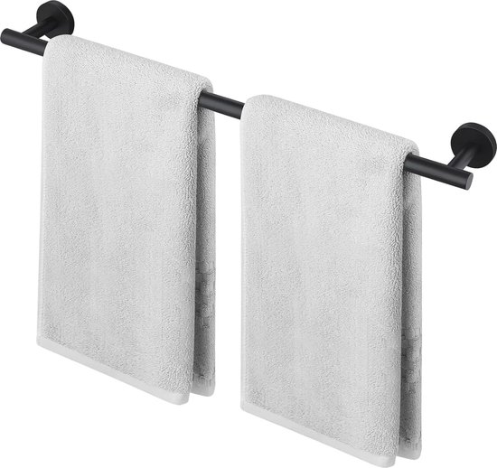 Zwarte handdoekhouder 60 cm voor badkamer en keuken - Roestvrij staal wandmontage | bol
