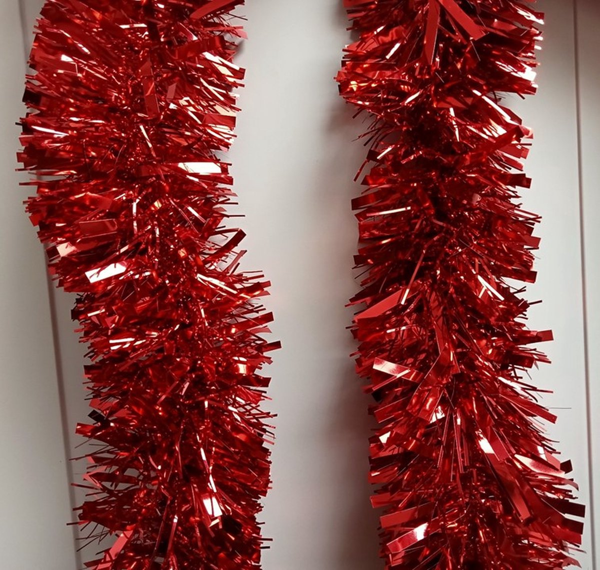 Guirlande kerstslinger metallic rood - 2 meter lang en 15cm dik ...