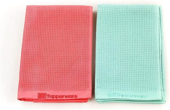 Tupperware Glasdoek (set van 2) - glazendoek - ruitendoek (groen/rood ...