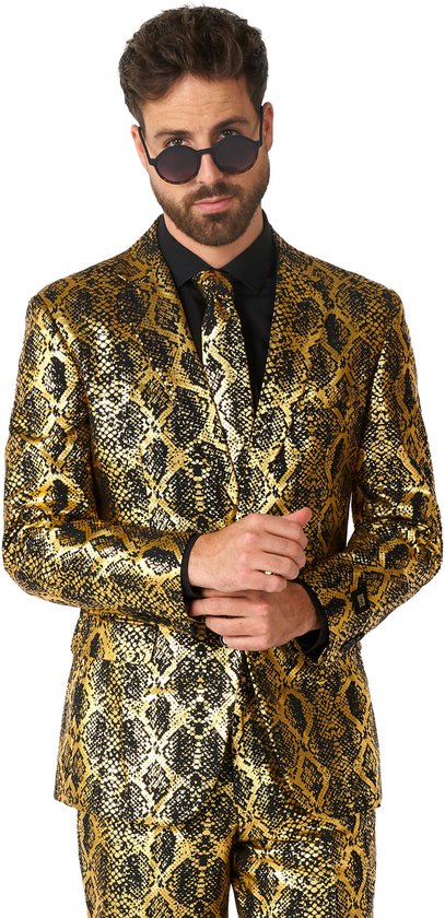 OppoSuits Shiny Snake - Mannen Pak - Goud & Zwart - Glimmend Kostuum ...