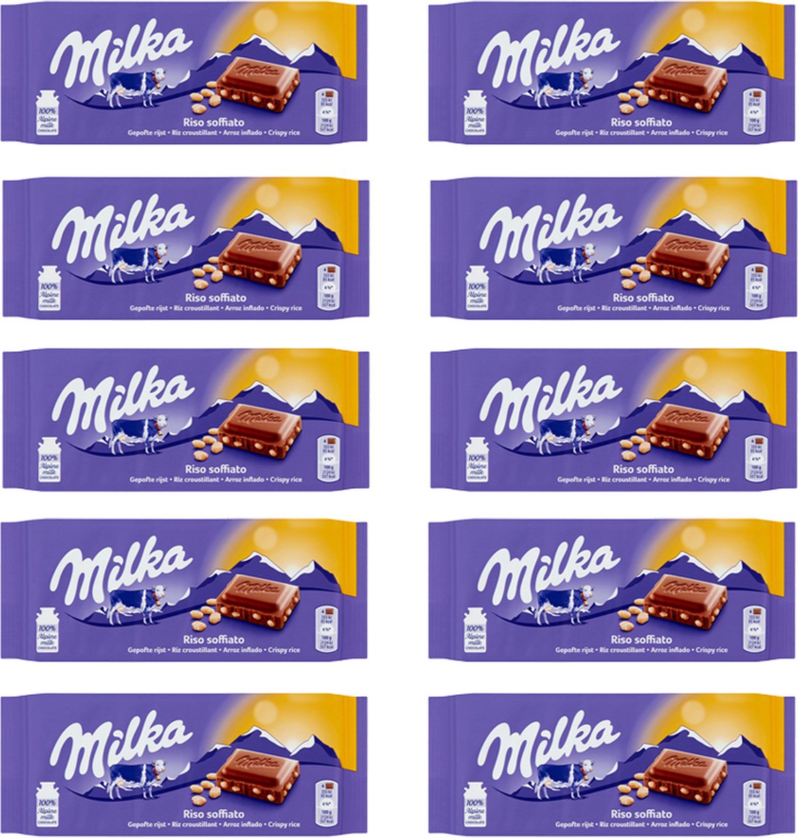 Milka tablet melkchocolade met gepofte rijst - 100g x 10 | bol.com