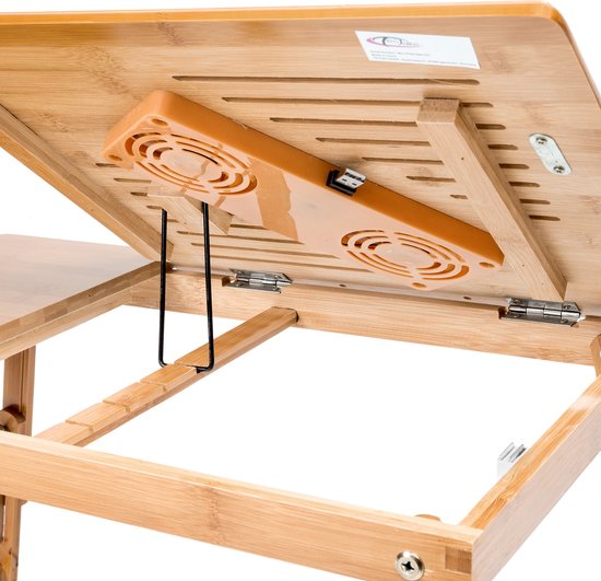 Bamboe Laptoptafel - 55X35X26Cm - Verstelbare En Met Usb-poort - Houten ...