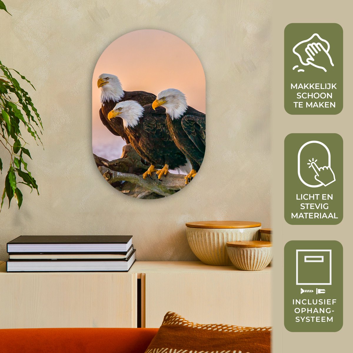 Ovale Mural - Décoration murale Plastique - Tableau Ovale - Vogels ...