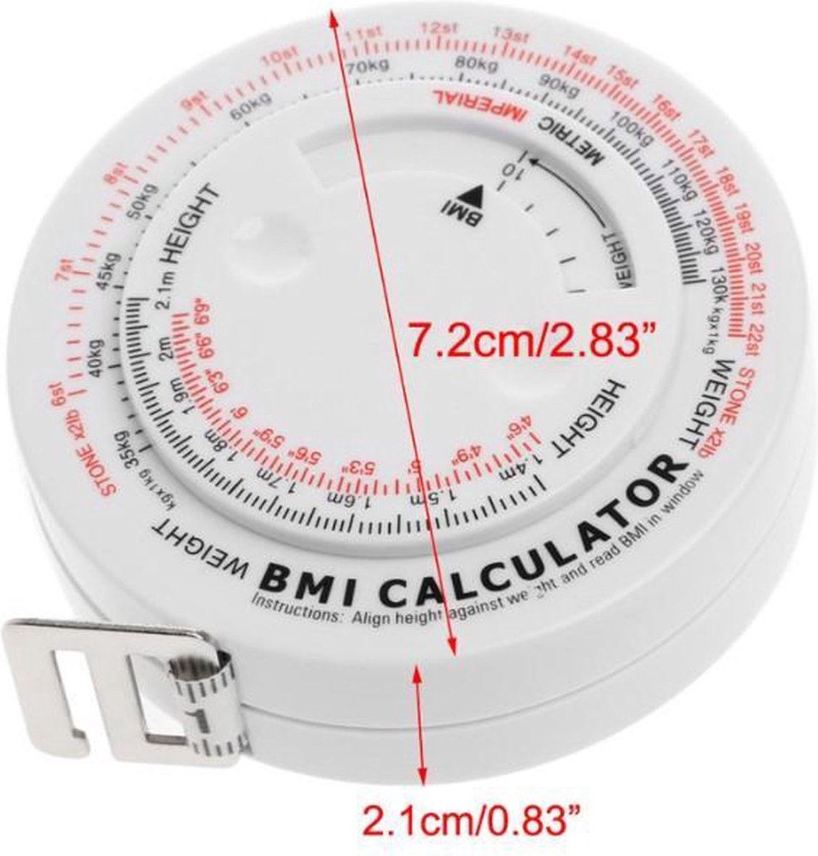 Omvang Meetlint BMI Meter I Omtrekmeter I Body Mass Tape I Vetpercentagemeter I Omvang... | bol.com