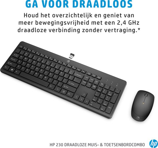 HP 230 - Draadloos Toetsenbord met Muis - Qwerty - Zwart | bol.com