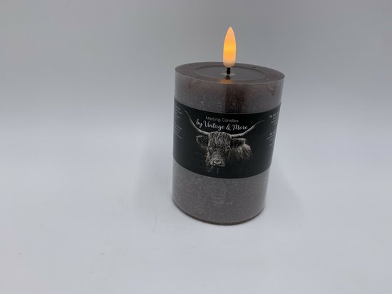 Led stompkaars taupe 10 cm met timer waskaars effect echte vlam Be ...