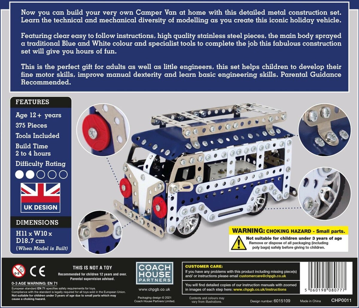 Coach House 3D Metalen Bouwpakket Camper, CHP0011, 18,7x10x11cm | bol.com