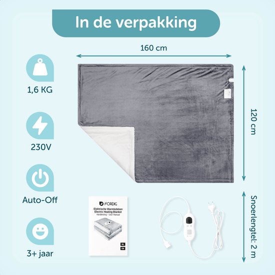 Elektrisch Bovendeken 160x120 cm - Knuffeldeken - Warmte ...