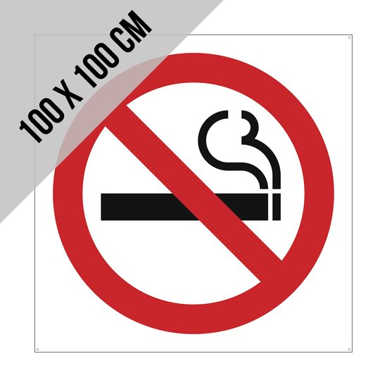 Alu bord XL | Pictogram | Rookverbod | 100 x 100 cm | No smoke ...