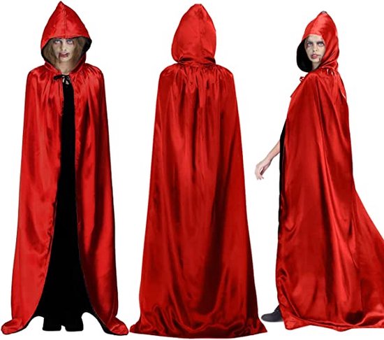 Halloween vampierkostuum cape - rood & zwart - capuchon voor kinderen ...