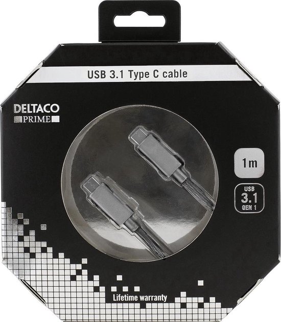 DELTACO USBC-1261 USB-C naar USB-C kabel - USB 3.1 Gen 1 - 1 meter ...