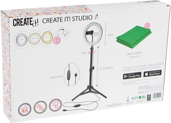 Create it! Studio Pro Video Set - Ringlamp met Verstelbaar Statief ...