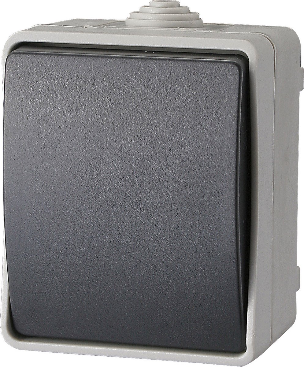 Drukknop schakelaar - Schema 1 - 10A - 230V - IP54 - Grijs - Opbouw | bol