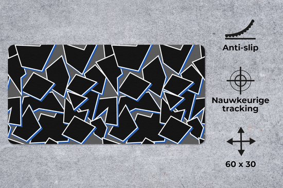 Bureau onderlegger 60x30 cm - Muismat Vormen - Geometrie - Zwart ...